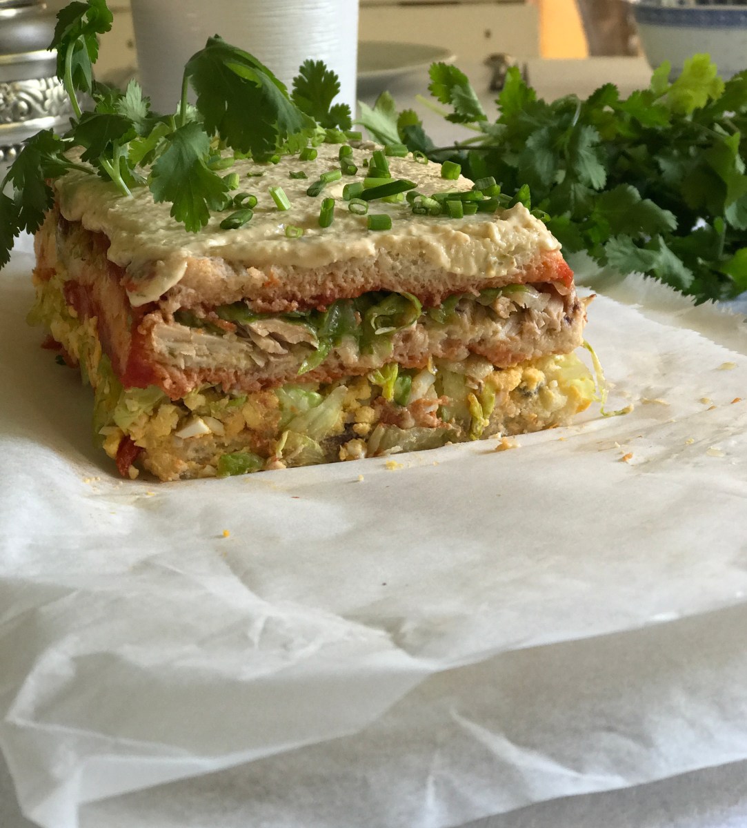 Pastel sandwich fresco de verano